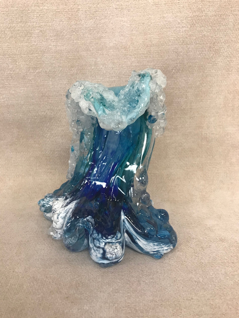 Blown Glass Wave Sculpture Maui Hands