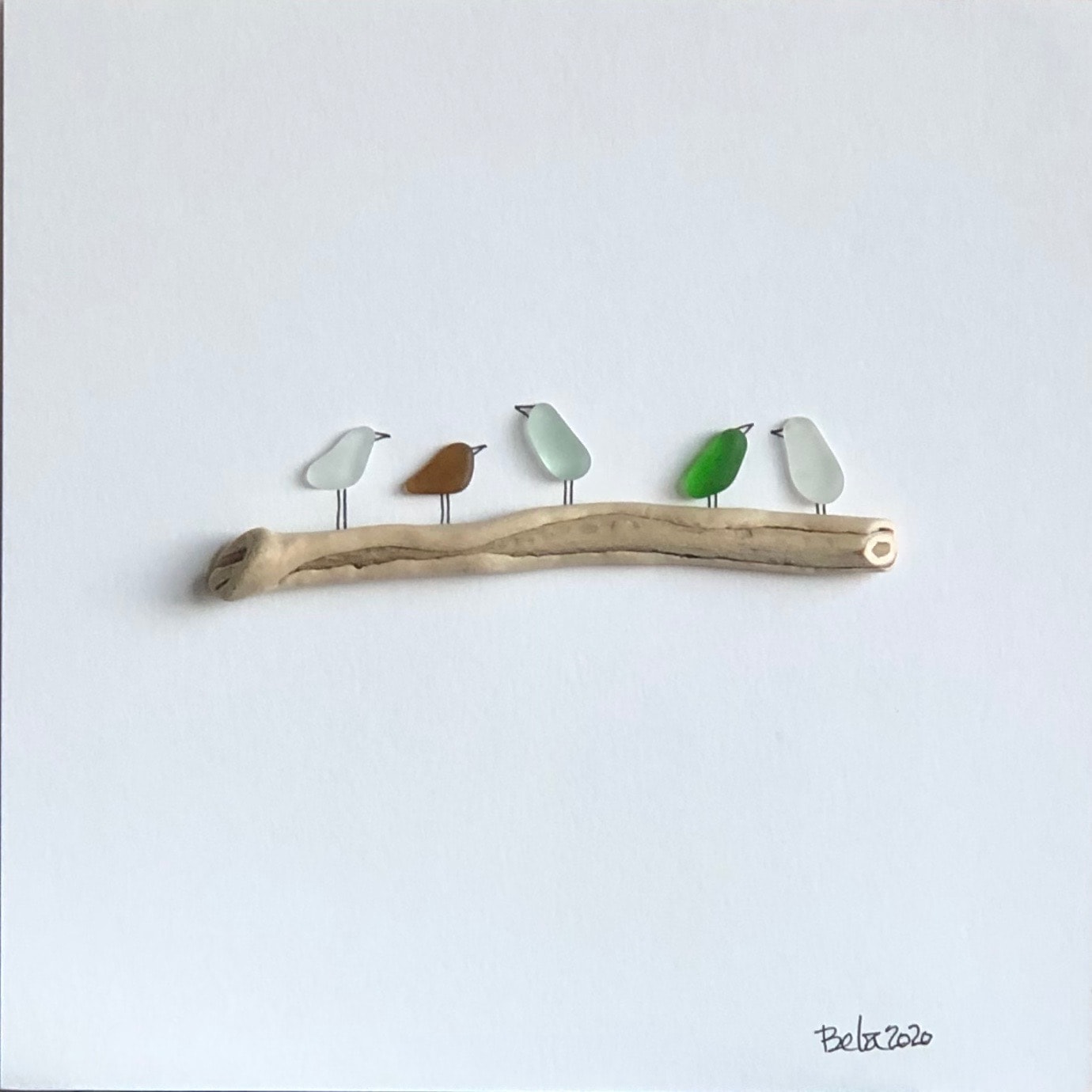 Sea Glass Bird Art Maui Hands